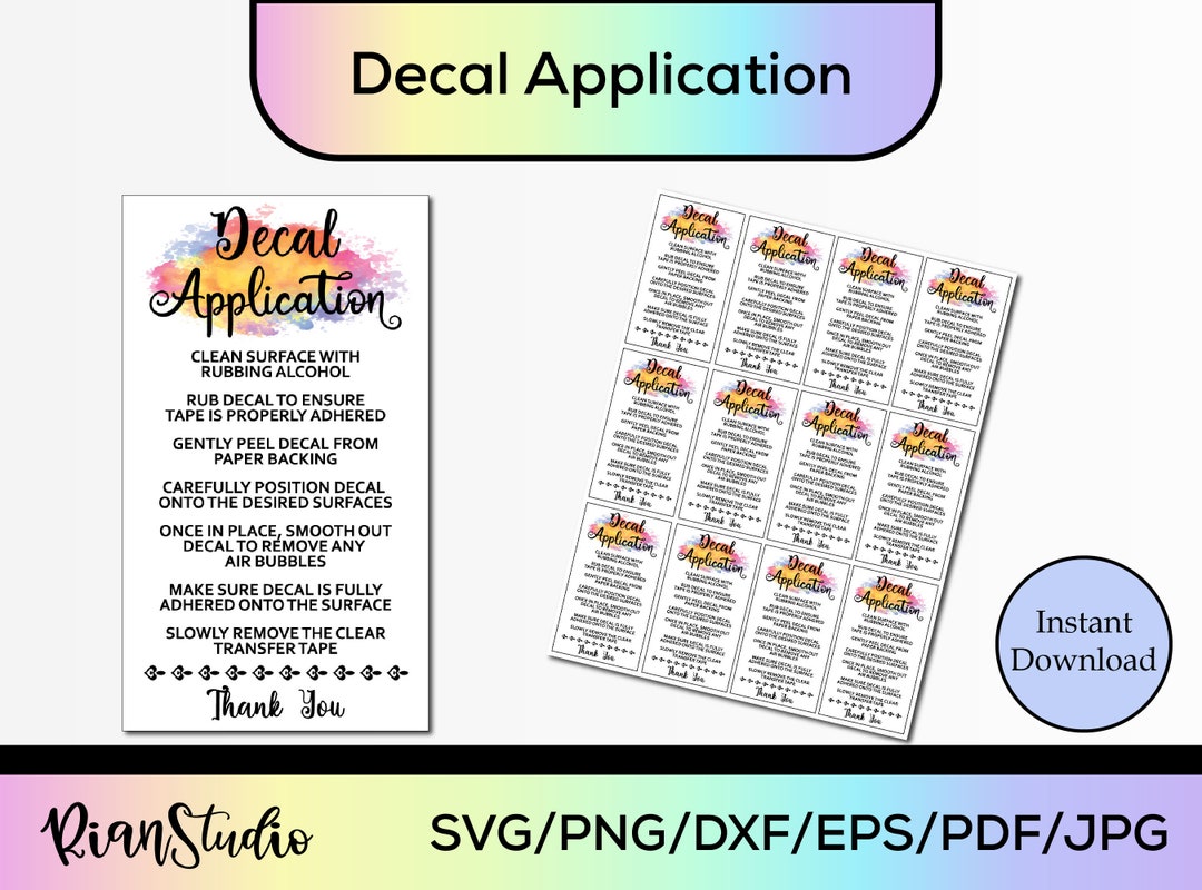 Decal Application Instruction Card Decal Application Instructions Decal ...