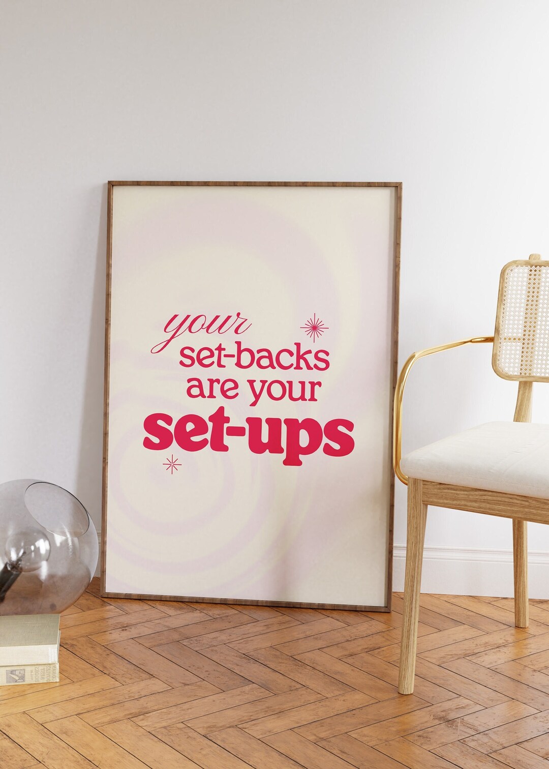 Your Setbacks Are Your Setups Print, Fun Retro Print, Mental Health ...