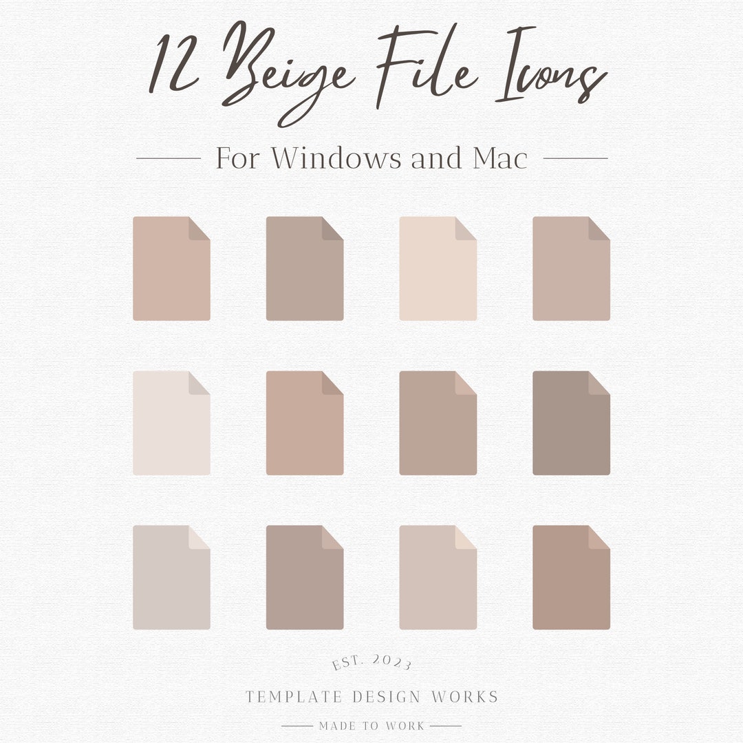 12 Beige File Icons Mac and Windows Customize Your Laptop - Etsy
