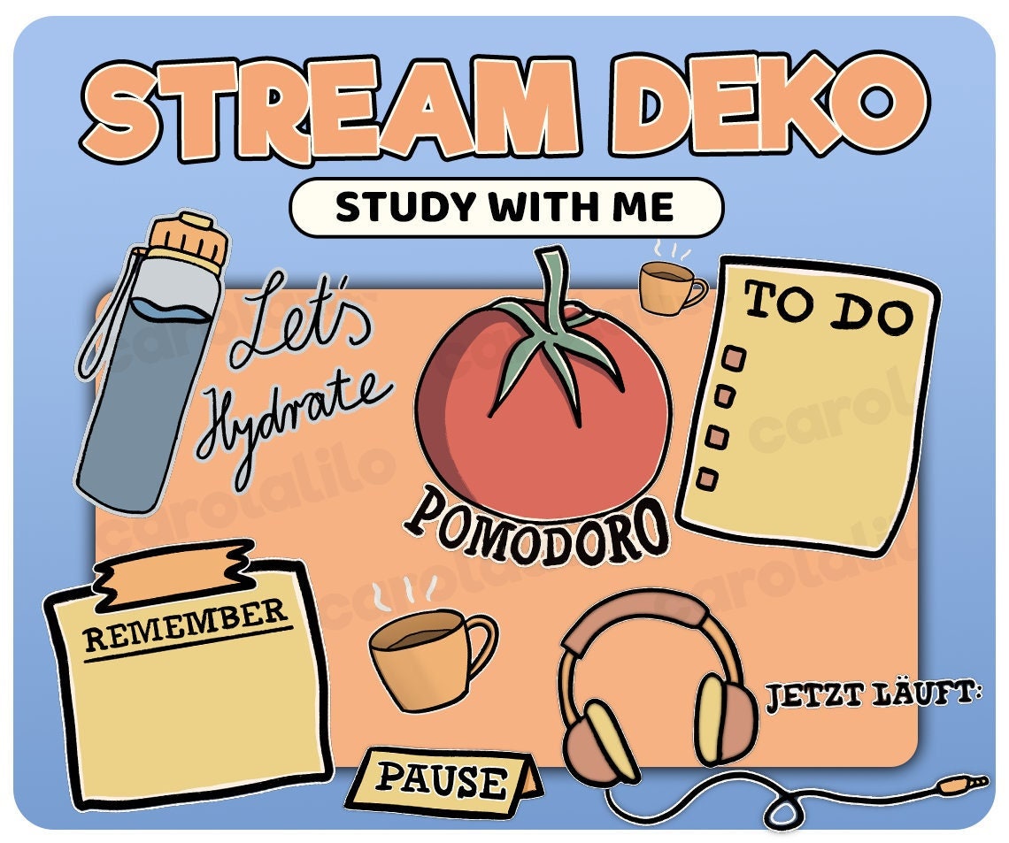 7 Study With Me Stream Dekoration - Stream Overlay Twitch (+ 2 ANIMATED ...