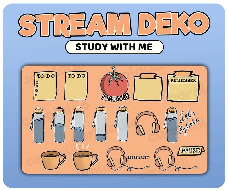 7 Study With Me Stream Dekoration - Stream Overlay Twitch (+ 2 ANIMATED ...