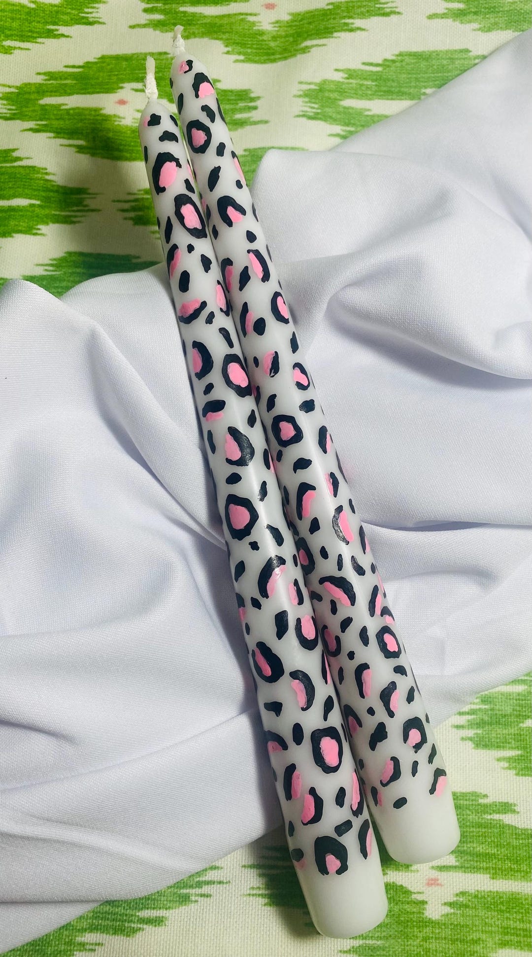 Pink Leopard Print Taper Candles: Handpainted Safari Decor - Etsy