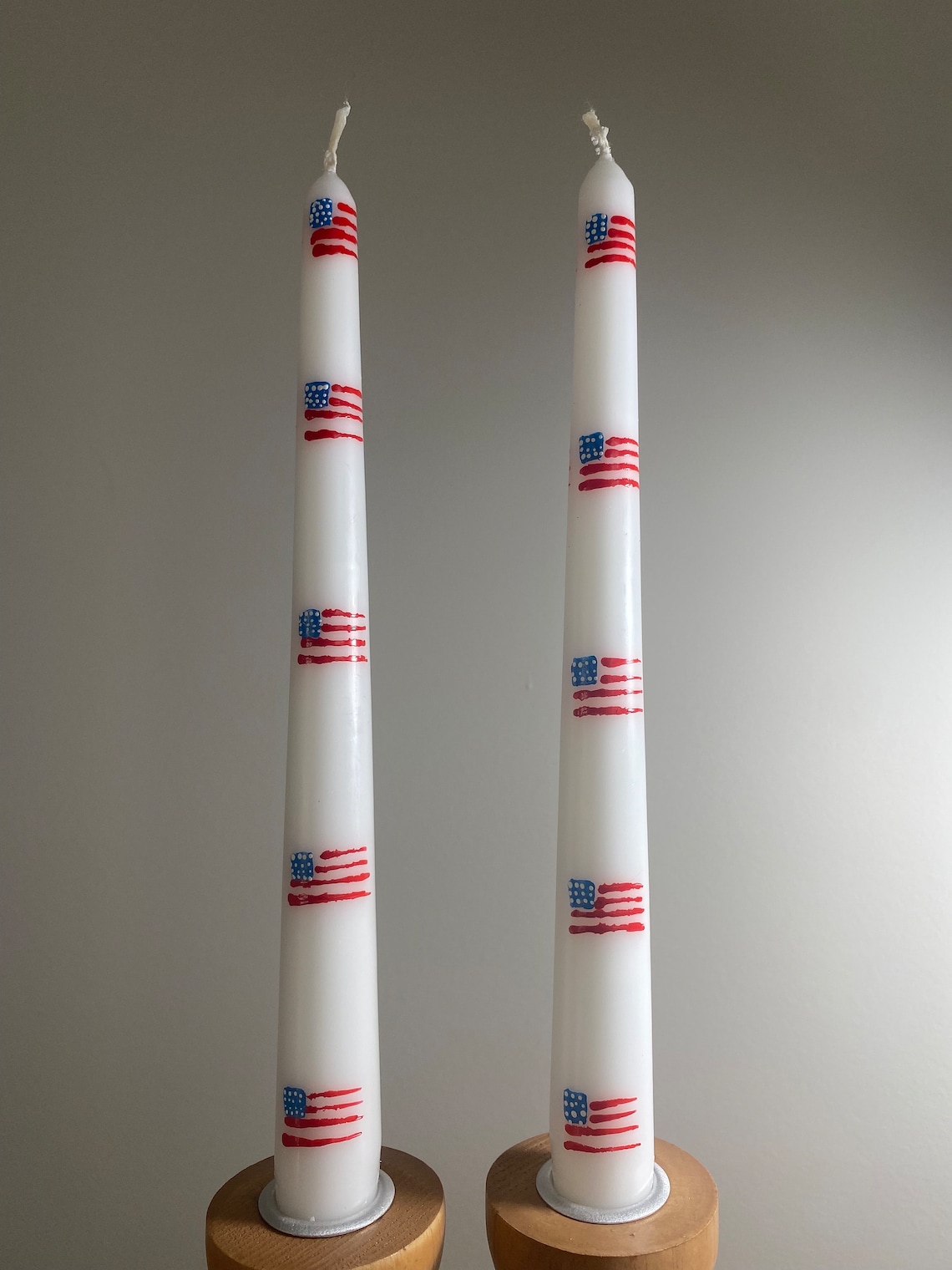 American Flag Handpainted Taper Candles: Patriotic Decor, Set of 2 - Etsy