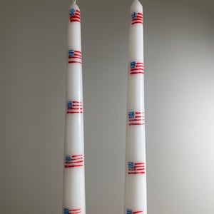2 American Flag Handpainted Taper Candles 10” Independence Day Decor ...