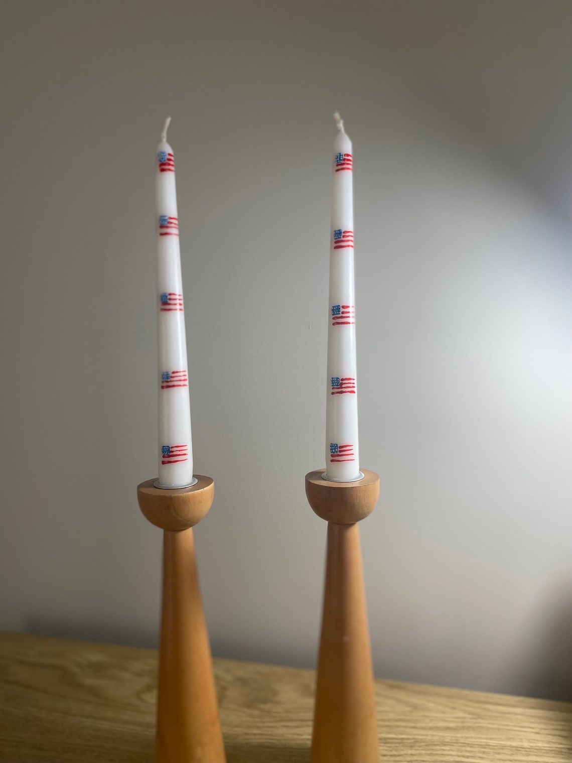 American Flag Handpainted Taper Candles: Patriotic Decor, Set of 2 - Etsy