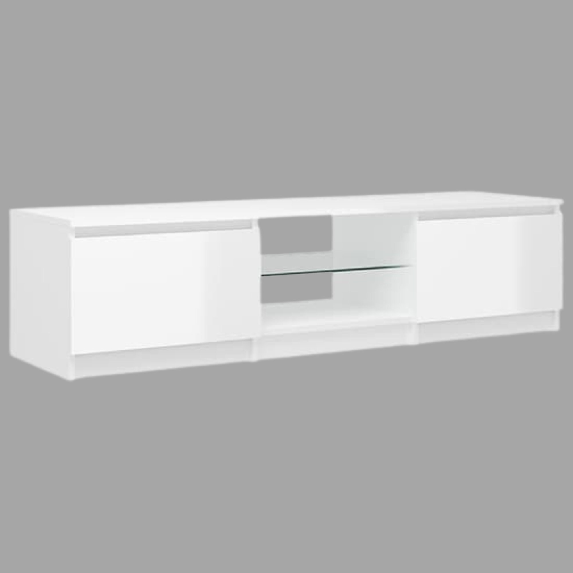 High Gloss TV Stand With Modern Stylish Design and LED Lighting White ...
