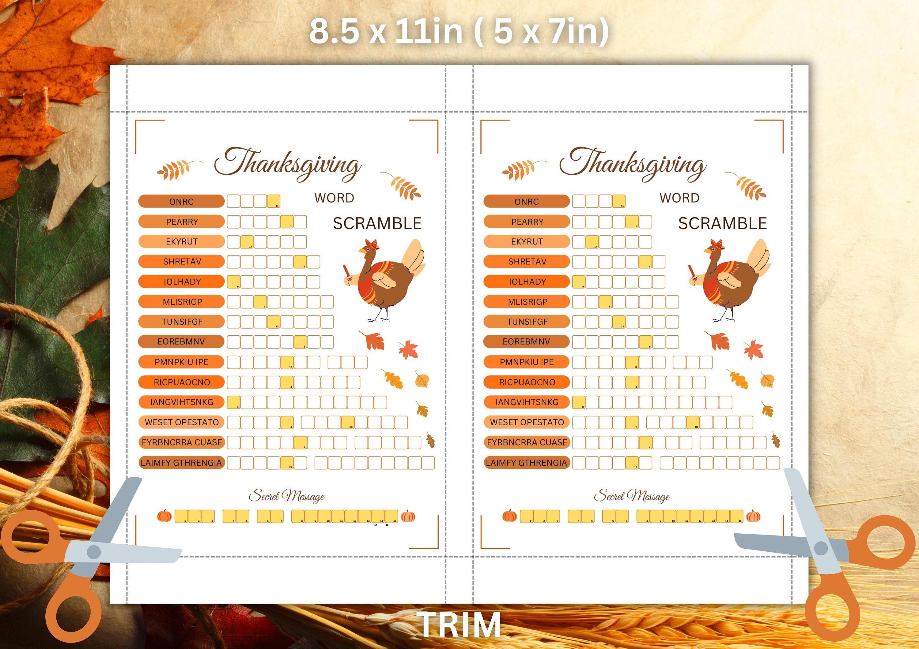 Thanksgiving Word Scramble Game Printable Games Turkey Day Games Fun ...
