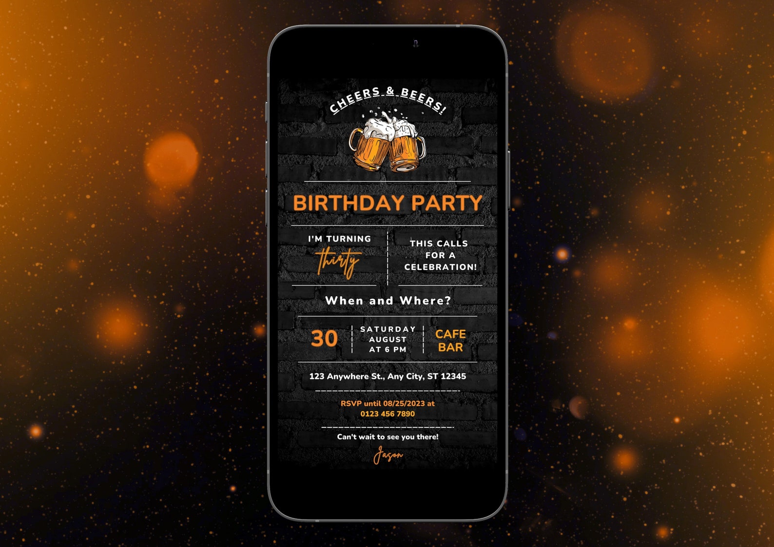 Editable Birthday Invitation for Men Electronic Beer Invite Men 30th ...
