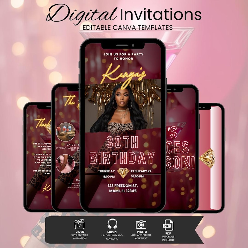 Pisces Season Birthday Party Invite Templates| Editable Canva ...