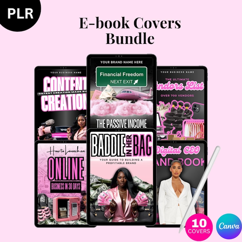 Ebook Cover Templates Bundle | 10 PLR Canva Covers - Etsy