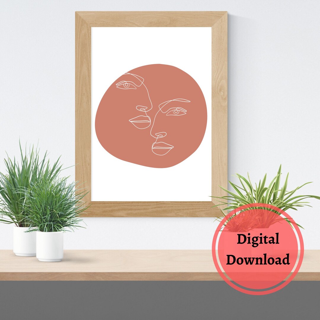 Line Art Two Faces Printable Wall Art Digital Art, Minimal Print, Woman ...