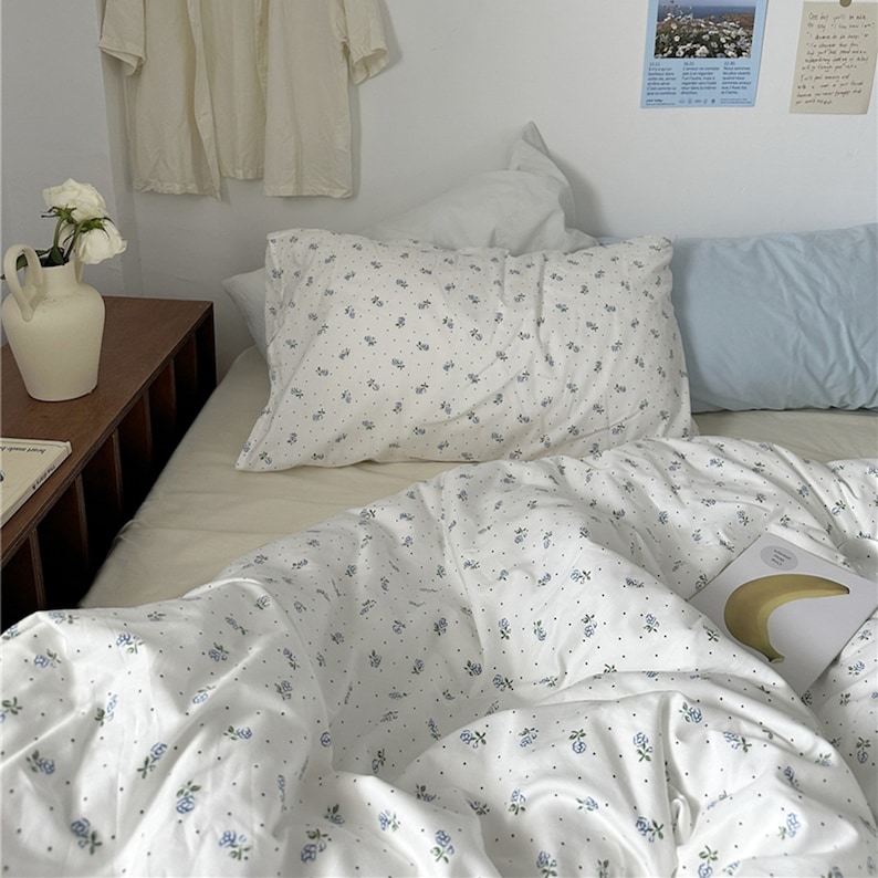 French Floral 100% Cotton Duvet Cover Set, Korean Princess Comfoter Set ...