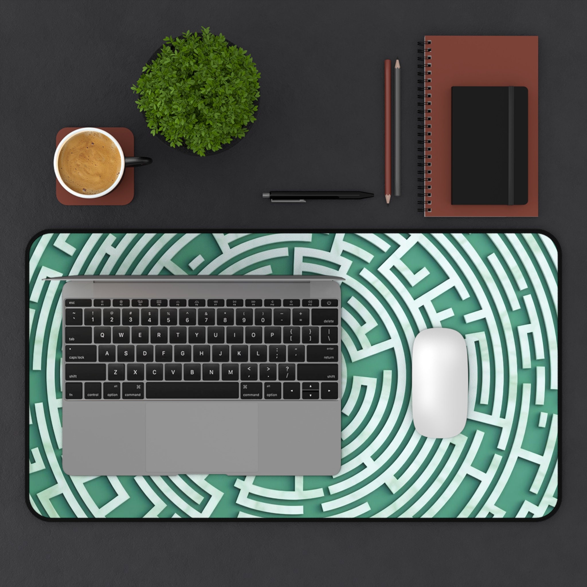 Maze Desk Mat, Green and White Maze Desk Pad, Trendy Workspace ...