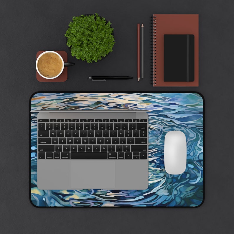 Water Ripples Desk Mat, Soothing Desk Pad, Calming Blue Mouse Pad, XL ...