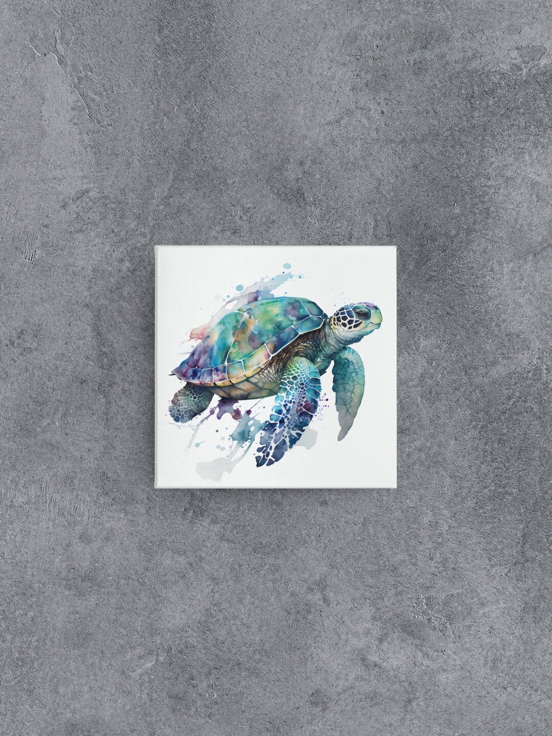 Watercolor Sea Turtle Canvas Wall Art Swimming Sea Turtle Canvas Print