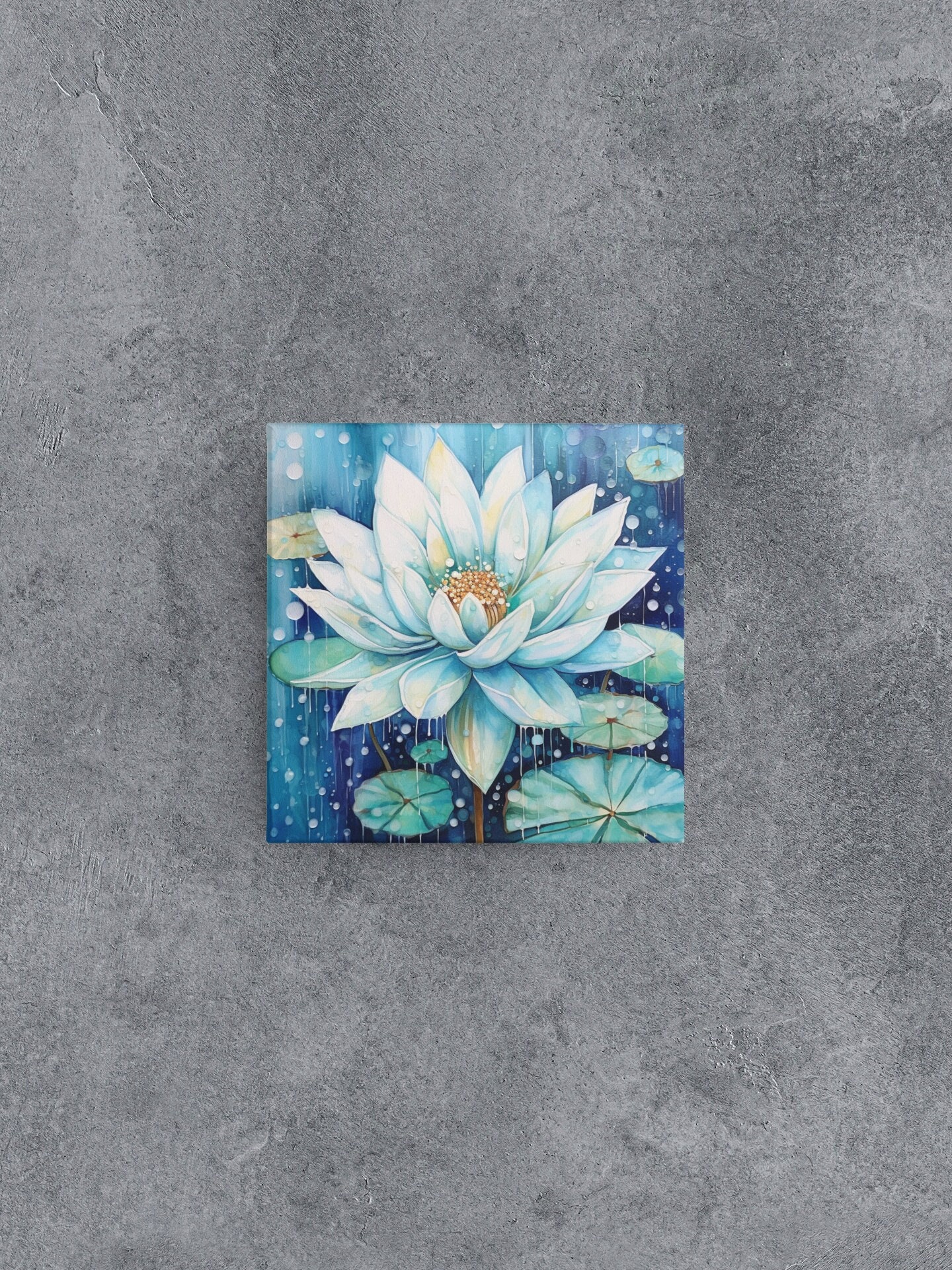 Water Lily Canvas Wall Art Water Lily Painting Lotus Flower - Etsy