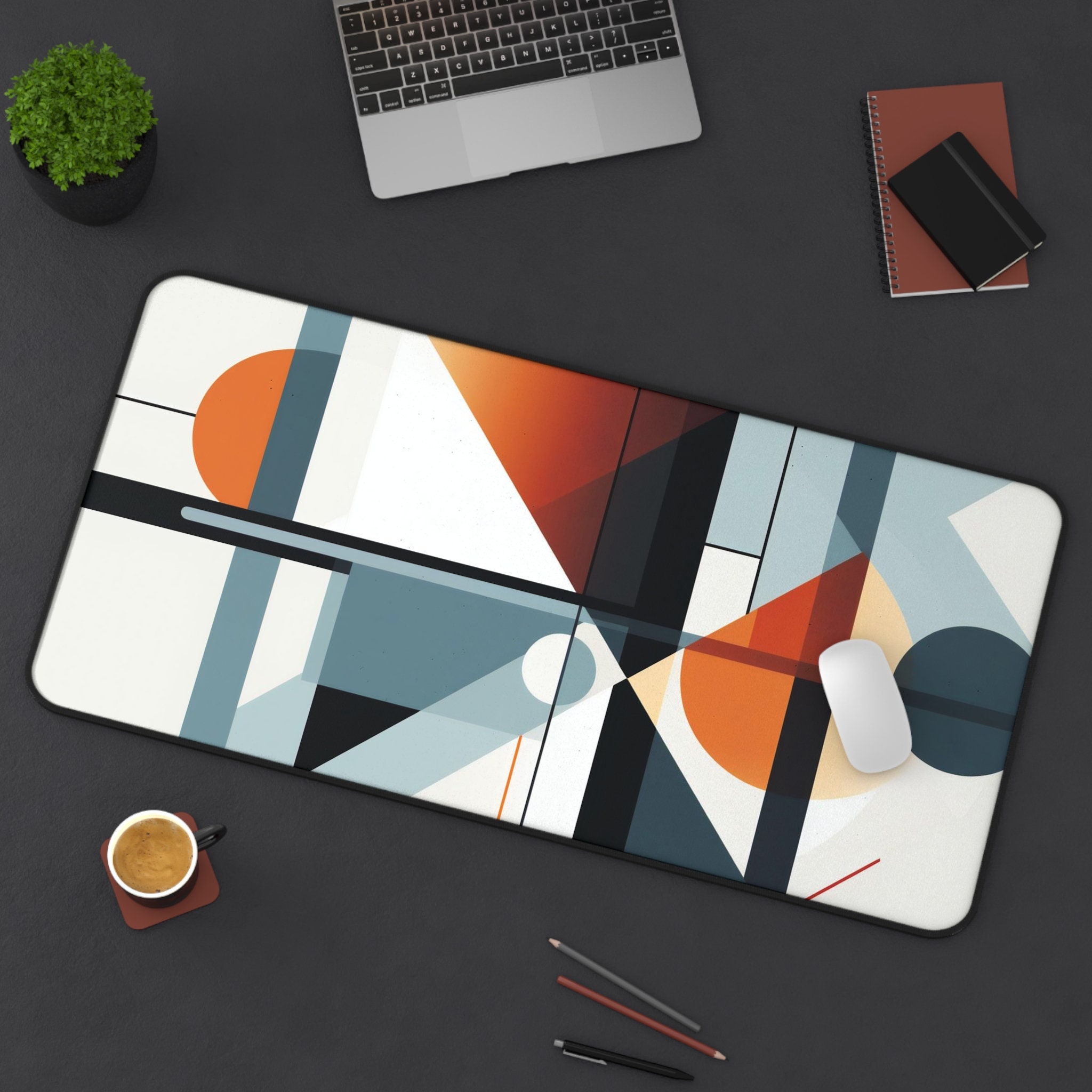 Abstract Geometric Desk Mat, Trendy Workspace, Minimalist Desk ...