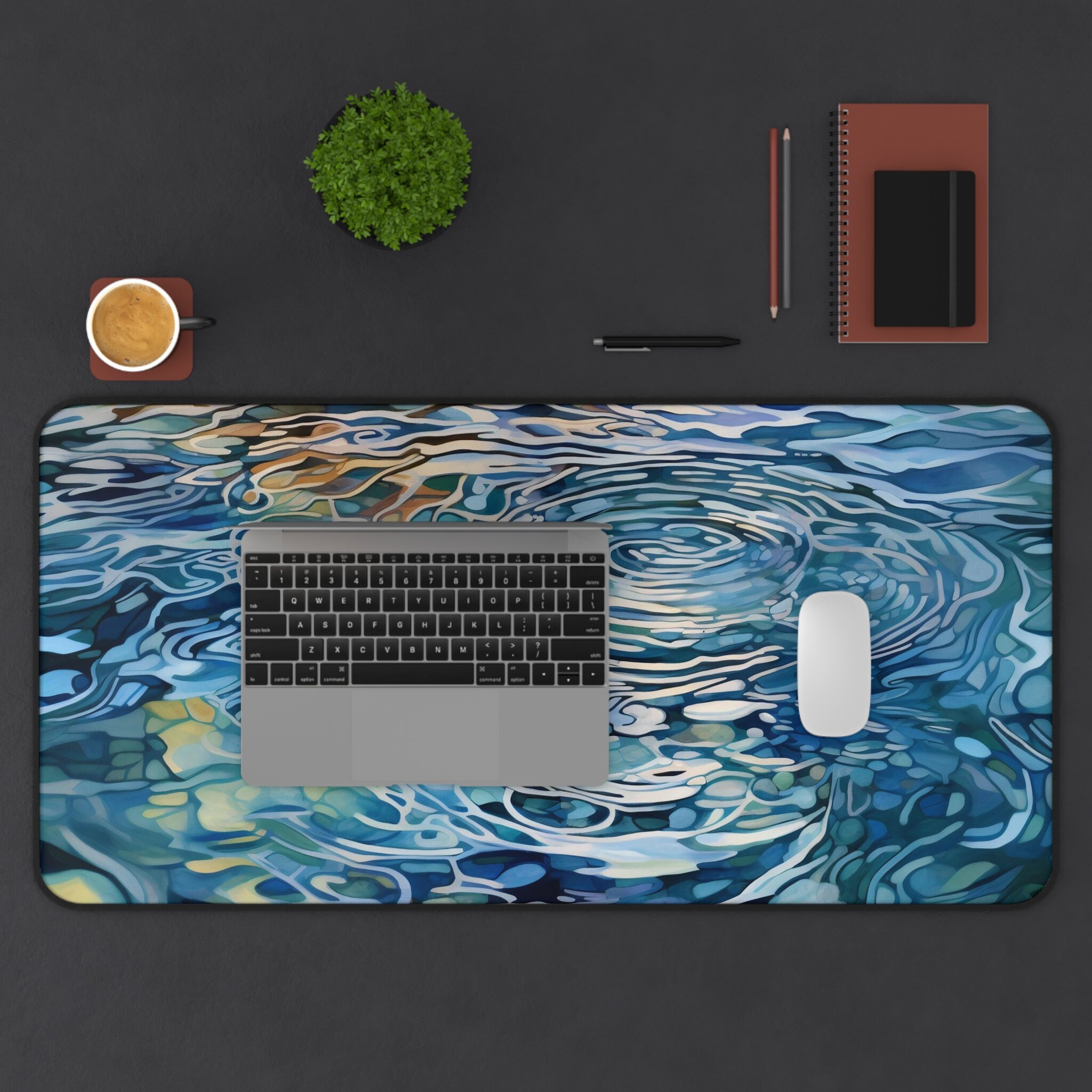 Water Ripples Desk Mat, Soothing Desk Pad, Calming Blue Mouse Pad, XL ...