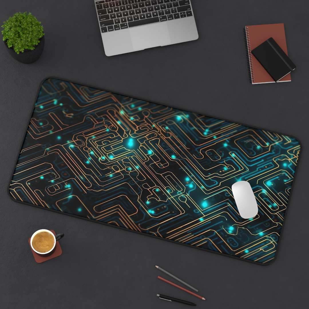 Cyber Circuit Desk Mat, Digital Lights Desk Pad, Sleek Mouse Pad ...
