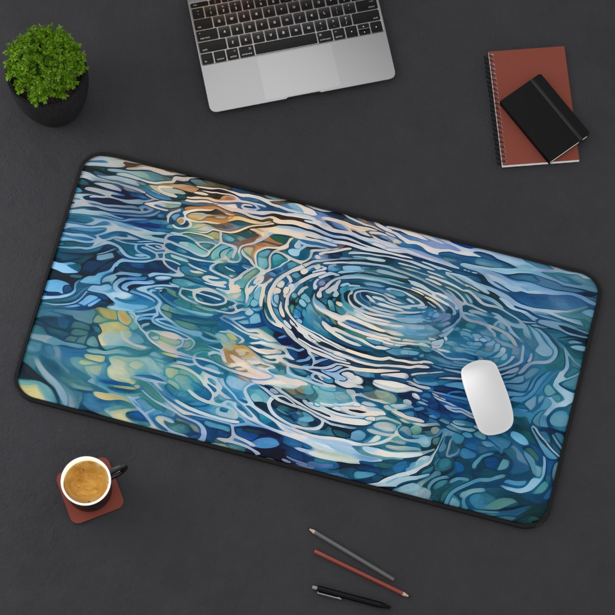 Water Ripples Desk Mat, Soothing Desk Pad, Calming Blue Mouse Pad, XL ...
