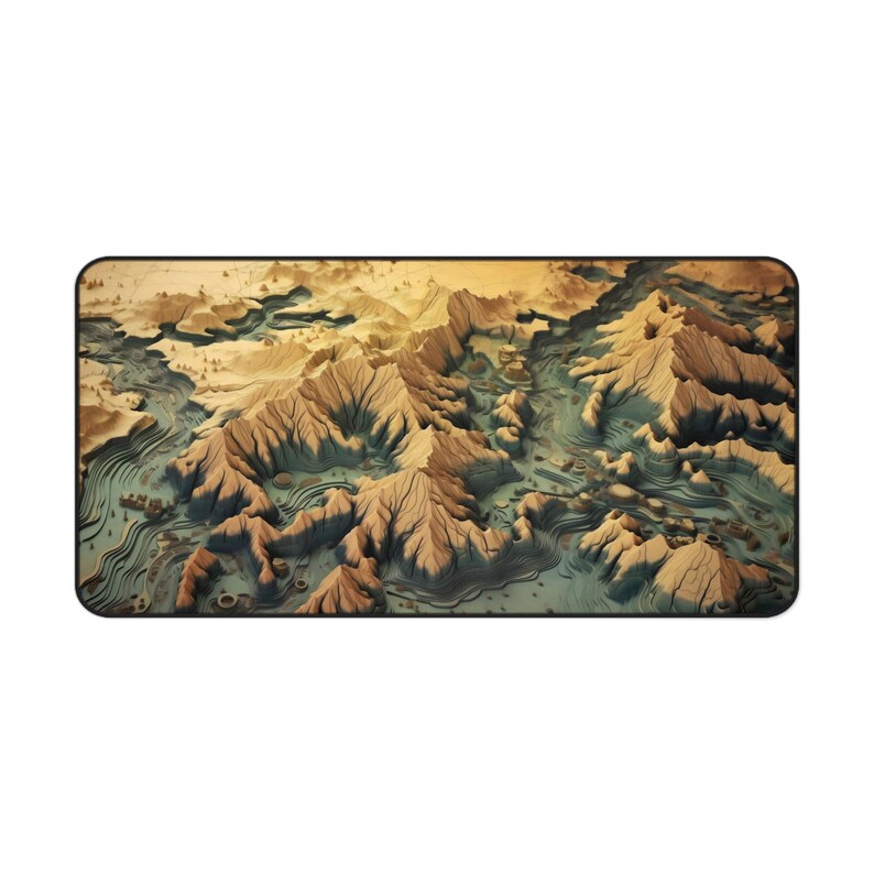 Game Map Desk Mat, 3D Fantasy Map Desk Pad, Topographic Desk Mat, Extra ...