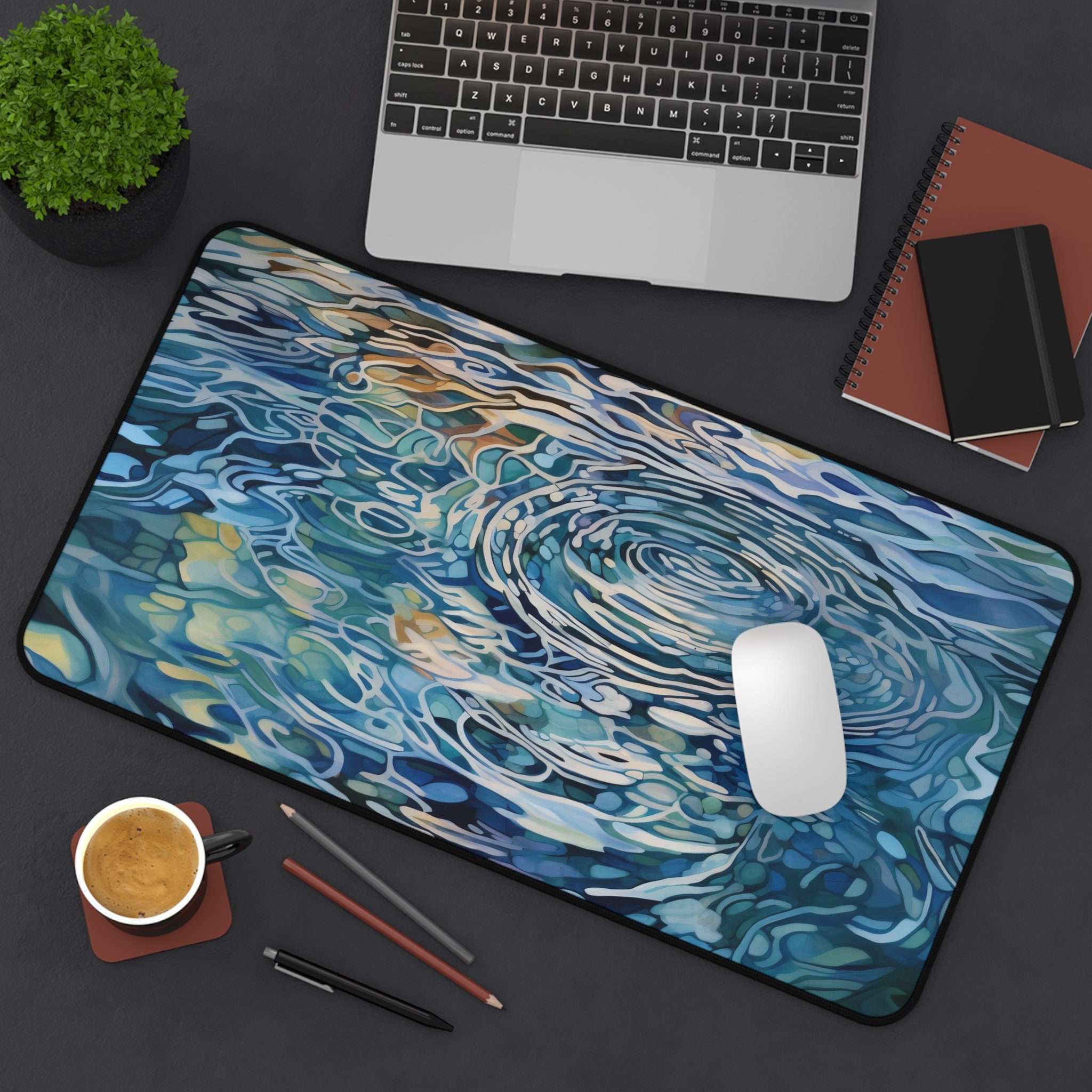 Water Ripples Desk Mat, Soothing Desk Pad, Calming Blue Mouse Pad, XL ...