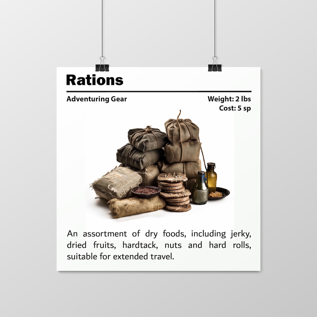 Dnd Poster, Dnd Rations Poster, D&D Poster, Dungeon Master Gift, Tabletop Game Room Decor ...