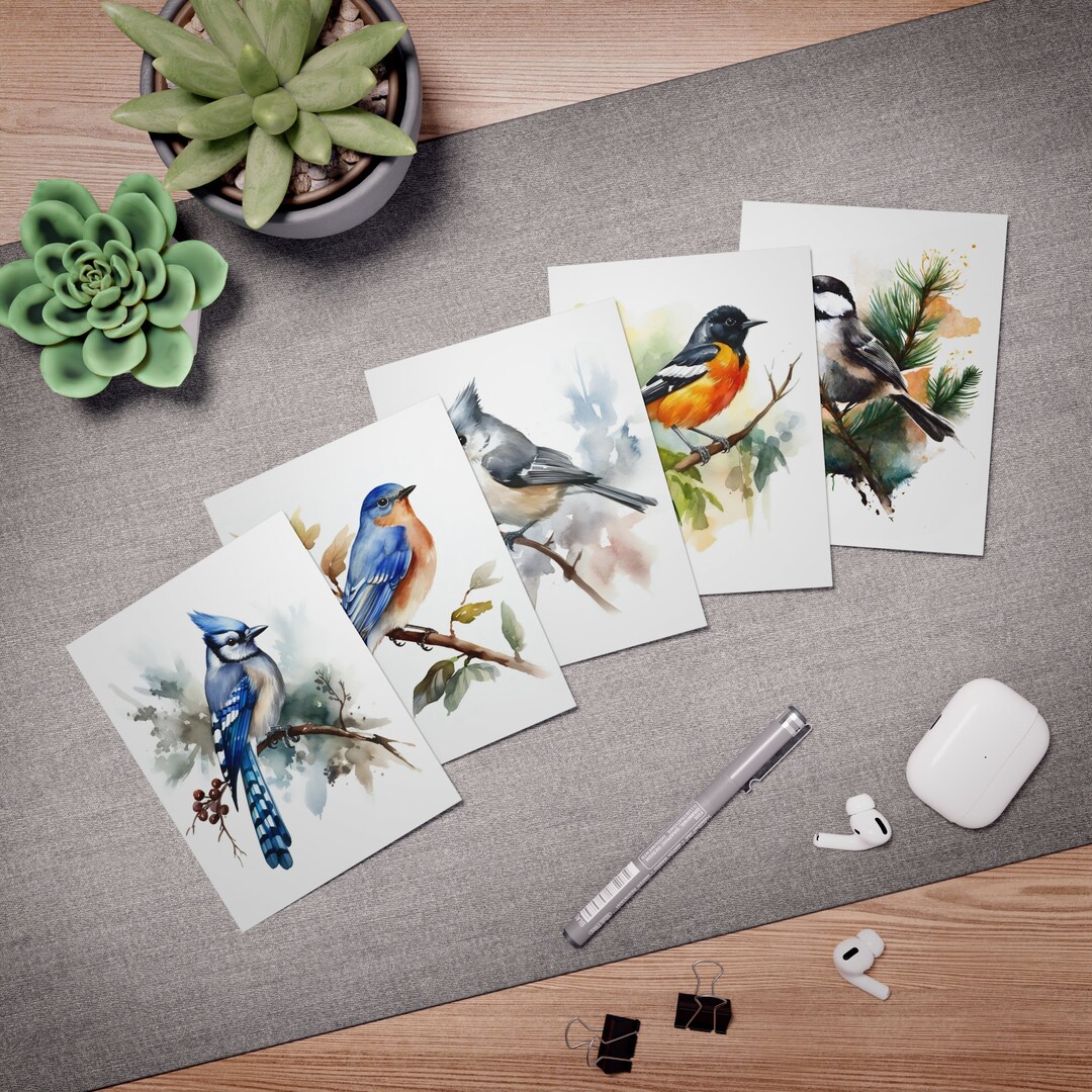 Watercolor Northeastern Birds Greeting Cards 5-pack, Backyard Birds ...