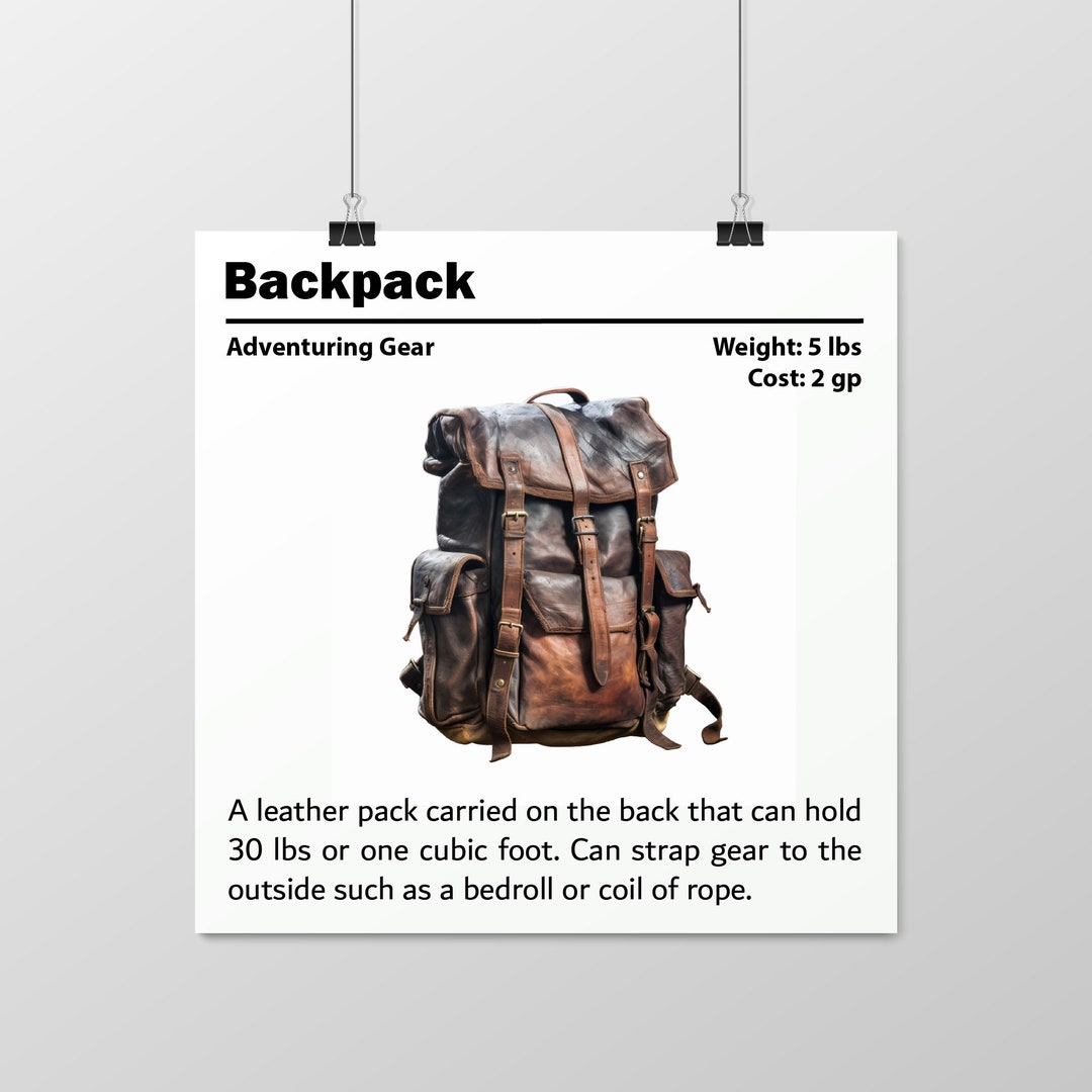Dnd Poster, Dnd Backpack Poster, D&D Poster, Dungeon Master Gift, Tabletop Game Room Decor ...