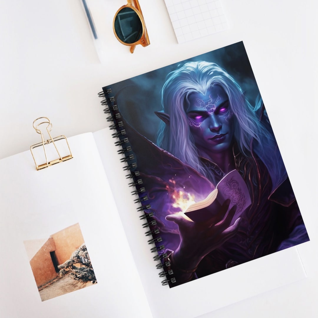 Dnd Campaign Journal, Drow Dark Elf Warlock Spiral Notebook, Ruled Line ...