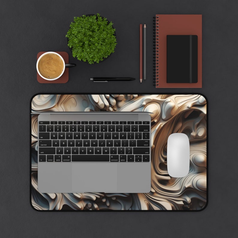 3D Texture Art Desk Mat, Liquid Wood Desk Pad, Trendy Workspace, Extra ...
