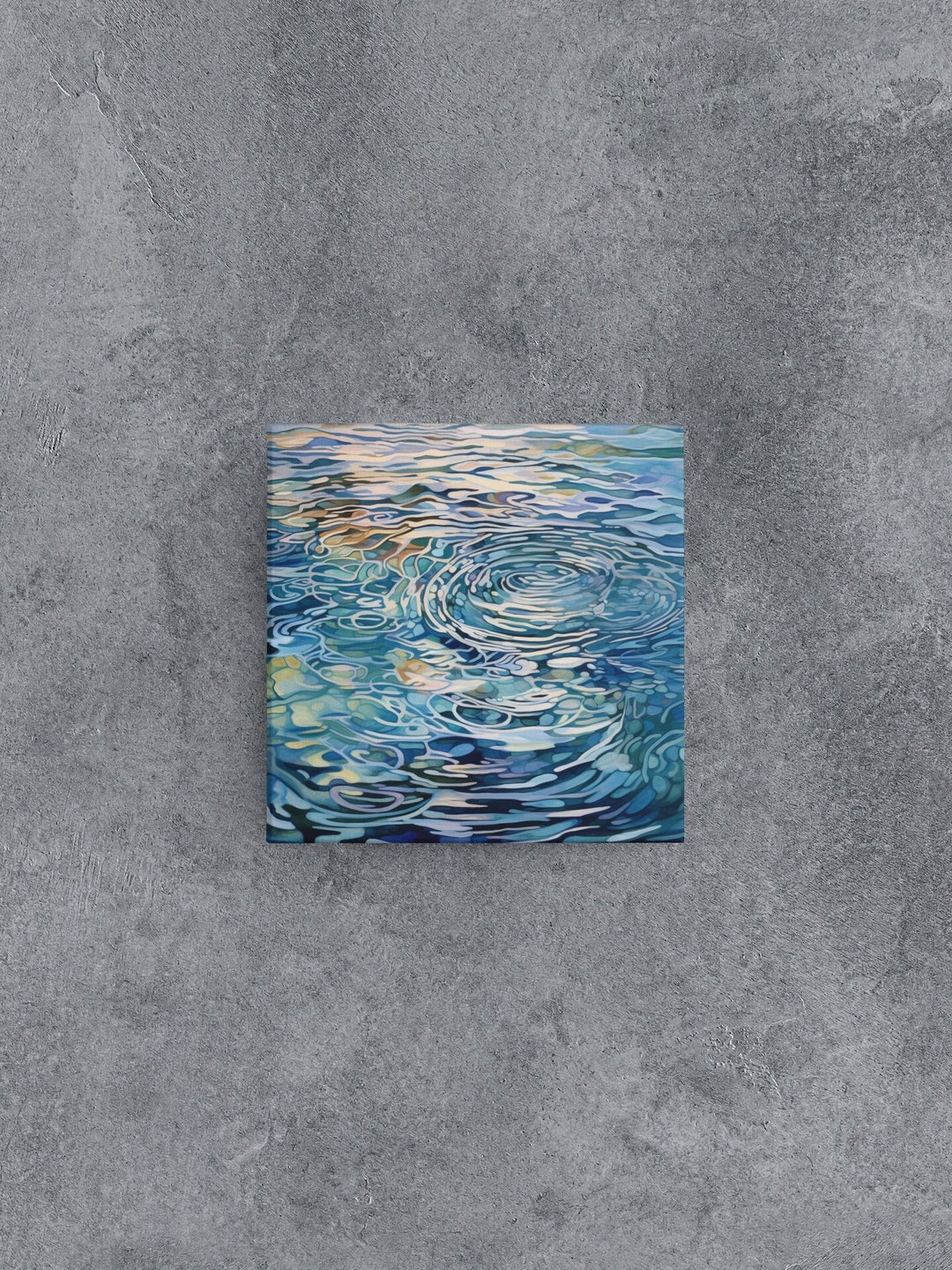 Water Ripples Canvas Wall Art, Watercolor Water Canvas Painting, Nature ...