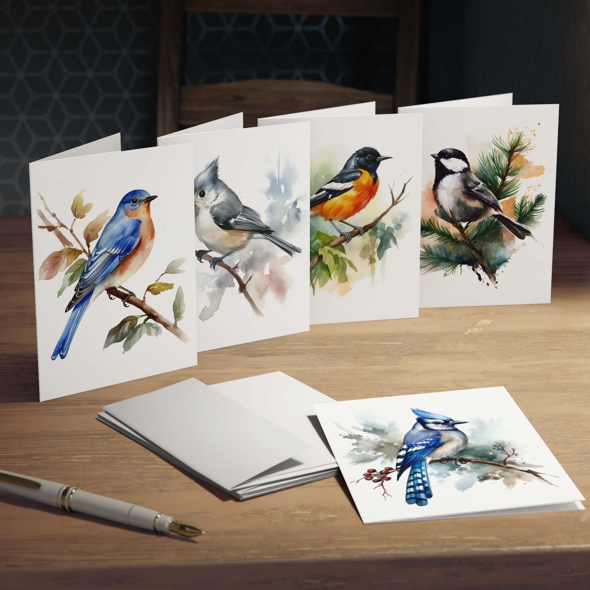 Watercolor Northeastern Birds Greeting Cards 5-pack, Backyard Birds ...