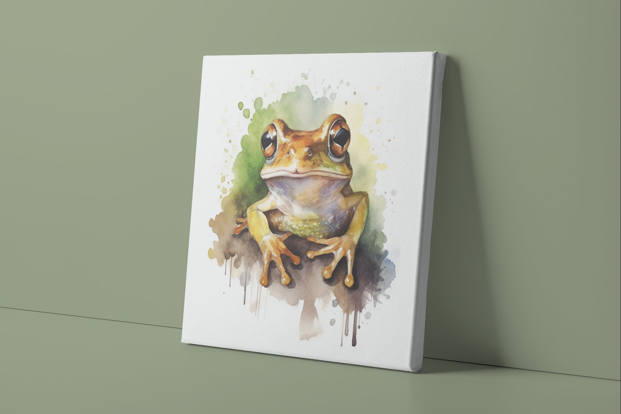 Tree Frog Canvas Wall Art, Watercolor Frog Painting, Cute Nature Print ...
