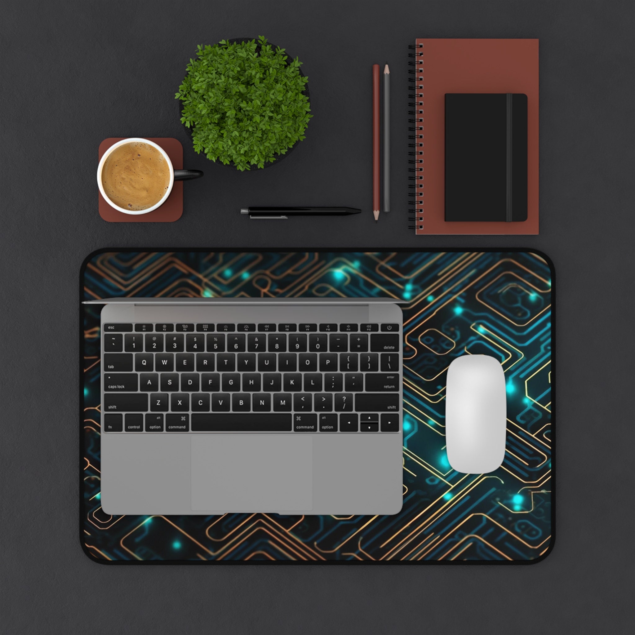 Cyber Circuit Desk Mat Digital Lights Desk Pad Sleek Mouse - Etsy