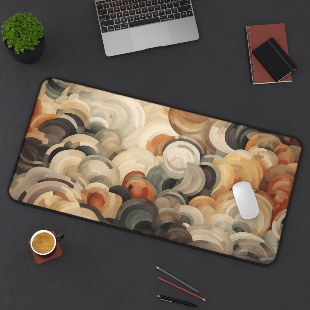 Abstract Clouds Desk Mat, Earthy Tones Swirls Desk Pad, Calming Mouse ...