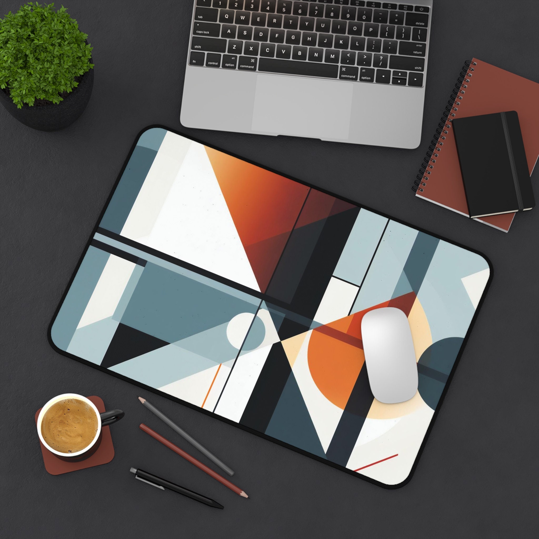 Abstract Geometric Desk Mat, Trendy Workspace, Minimalist Desk ...