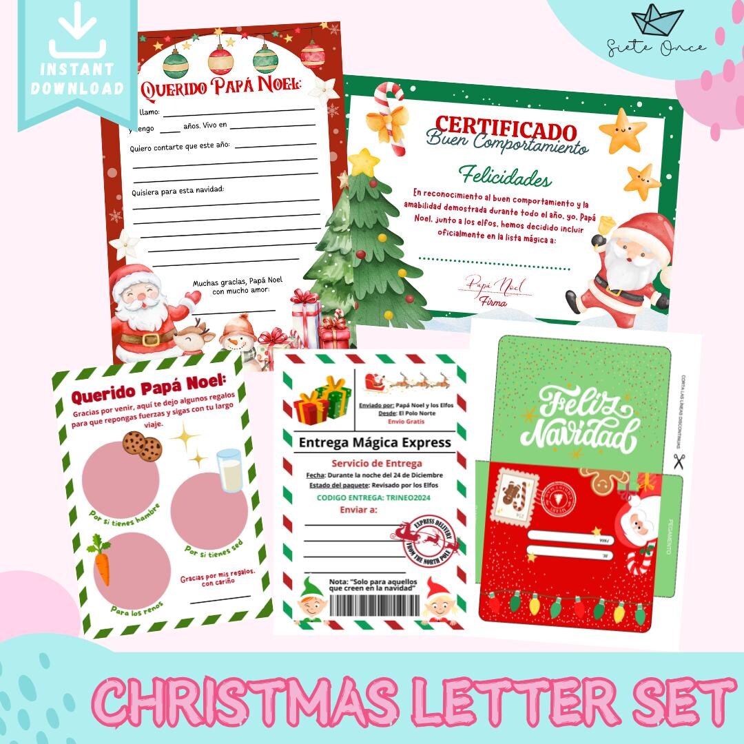 Printable Christmas Letters Santa | Kit cartas Santa, Papá Noel, Viejo ...