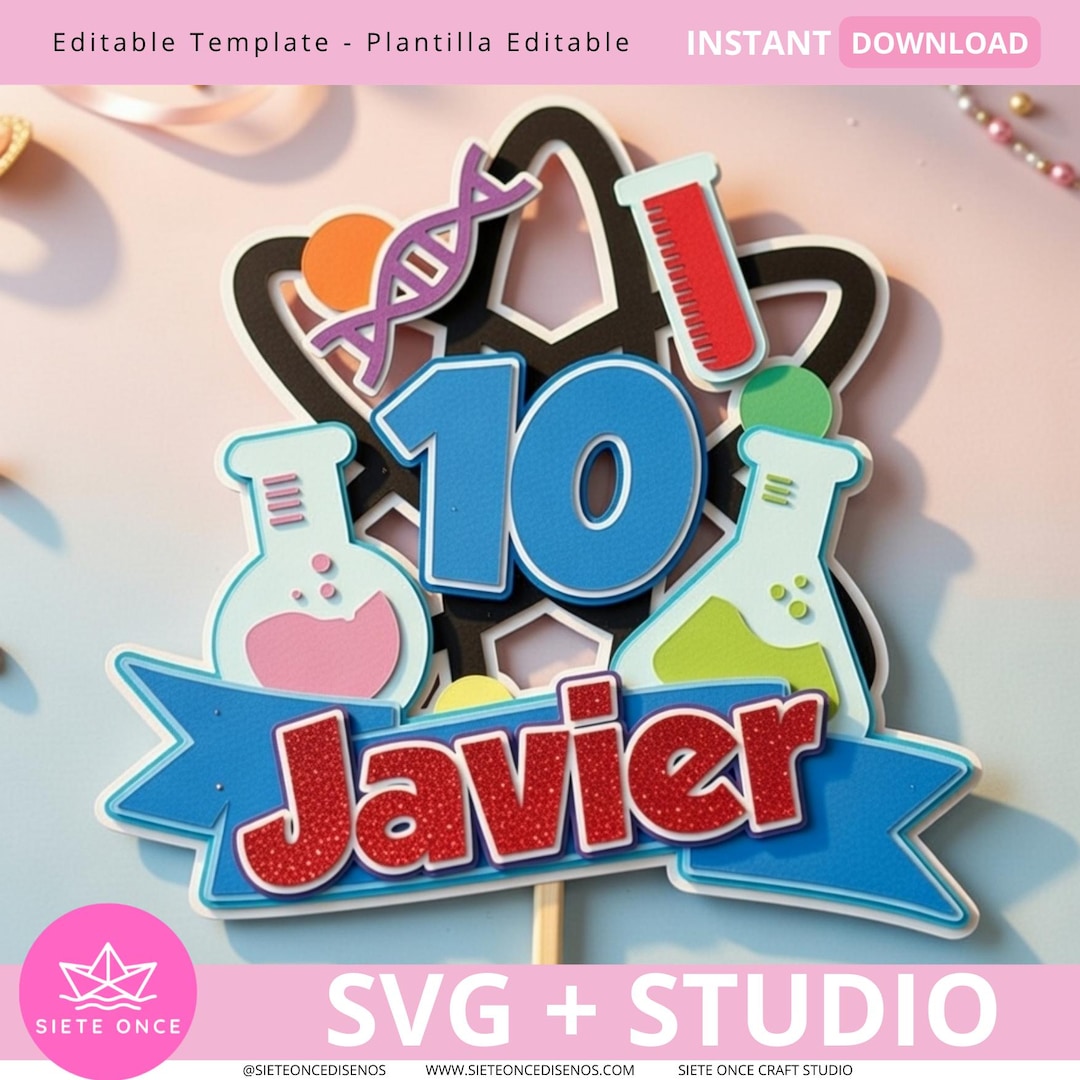 Science Chemistry Cake Topper File for Cricut Cameo | Cake Topper ...