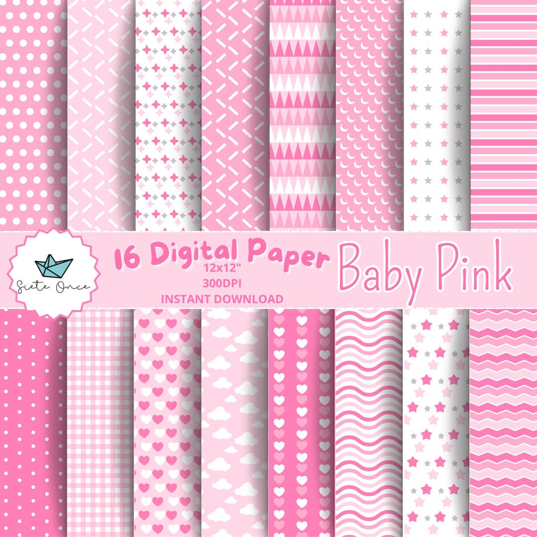 16 Baby Pink Digital Papers. Adorable Seamless Patterns, Perfect for ...