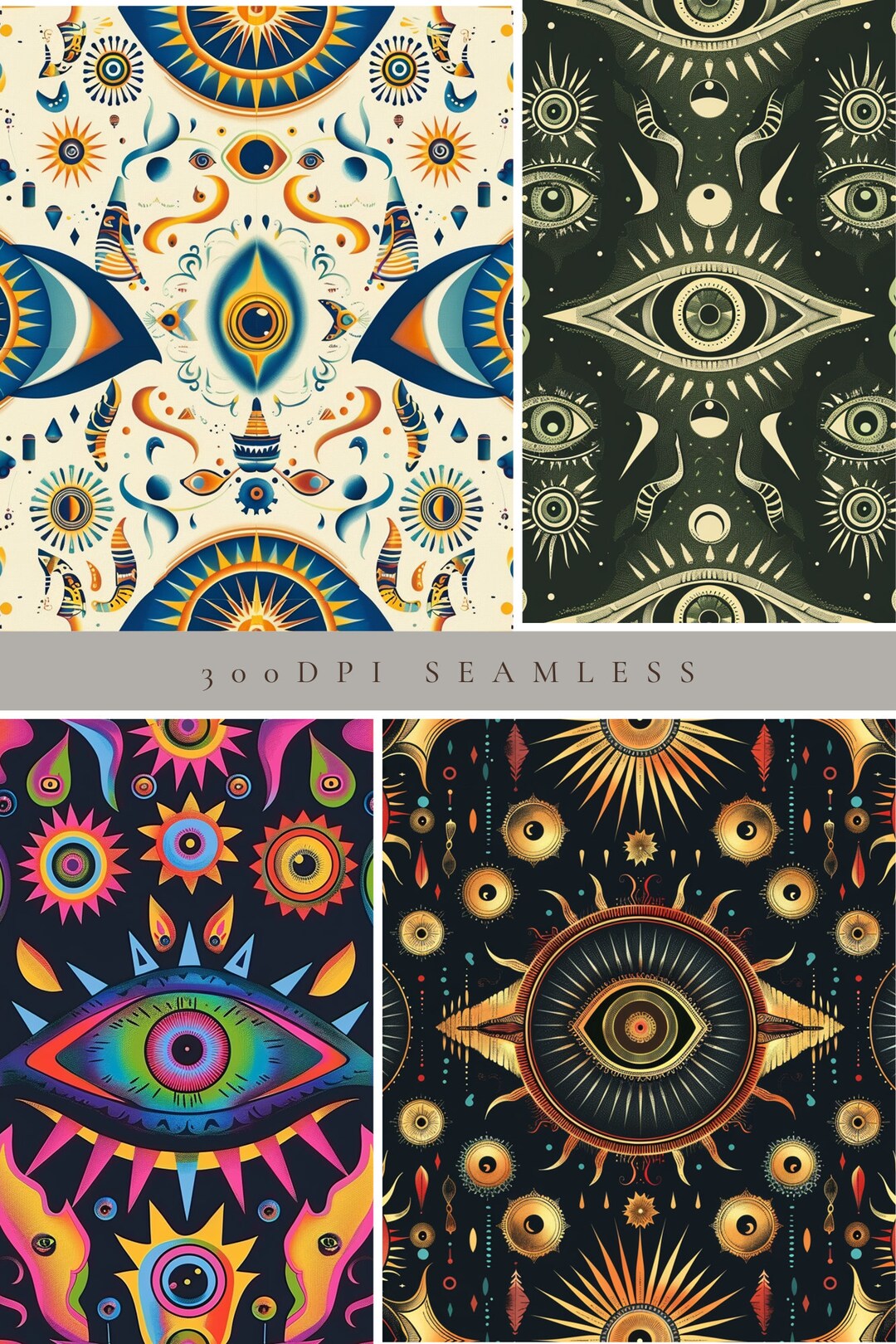 Esoteric Evil Eye Occult Print Digital Paper, Scrapbooking, Journal ...