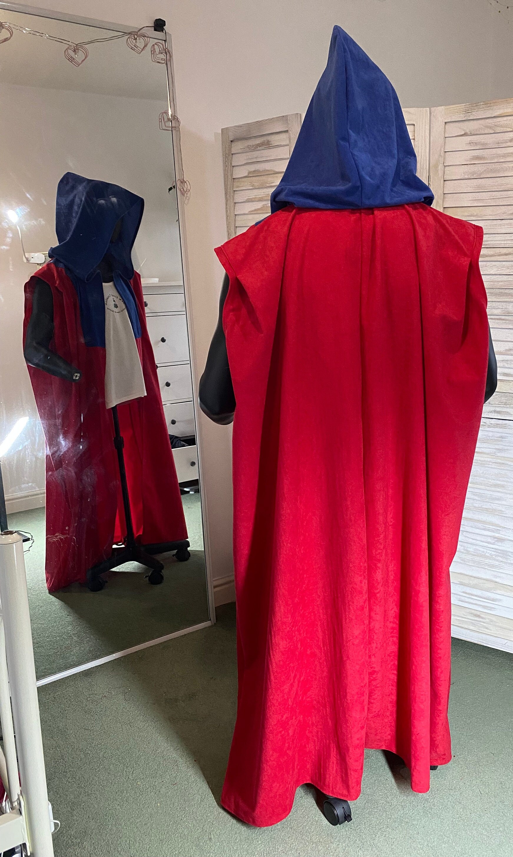 Sleeveless Cloak Robe With Hood in Suedette Fabric Different Color ...