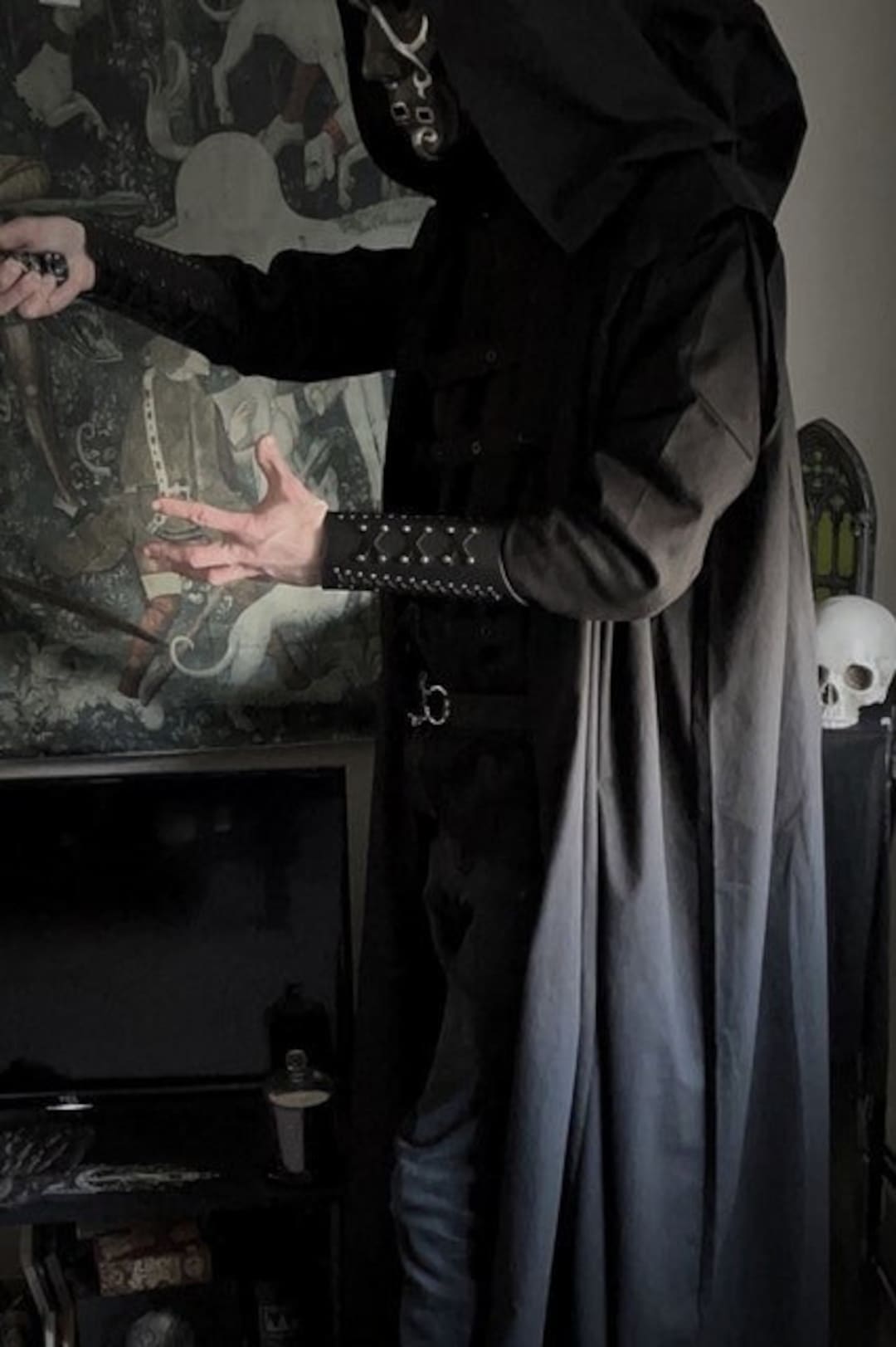 Black Sleeveless Cloak Robe With Hood Death Eat Theme Cosplay Studio ...