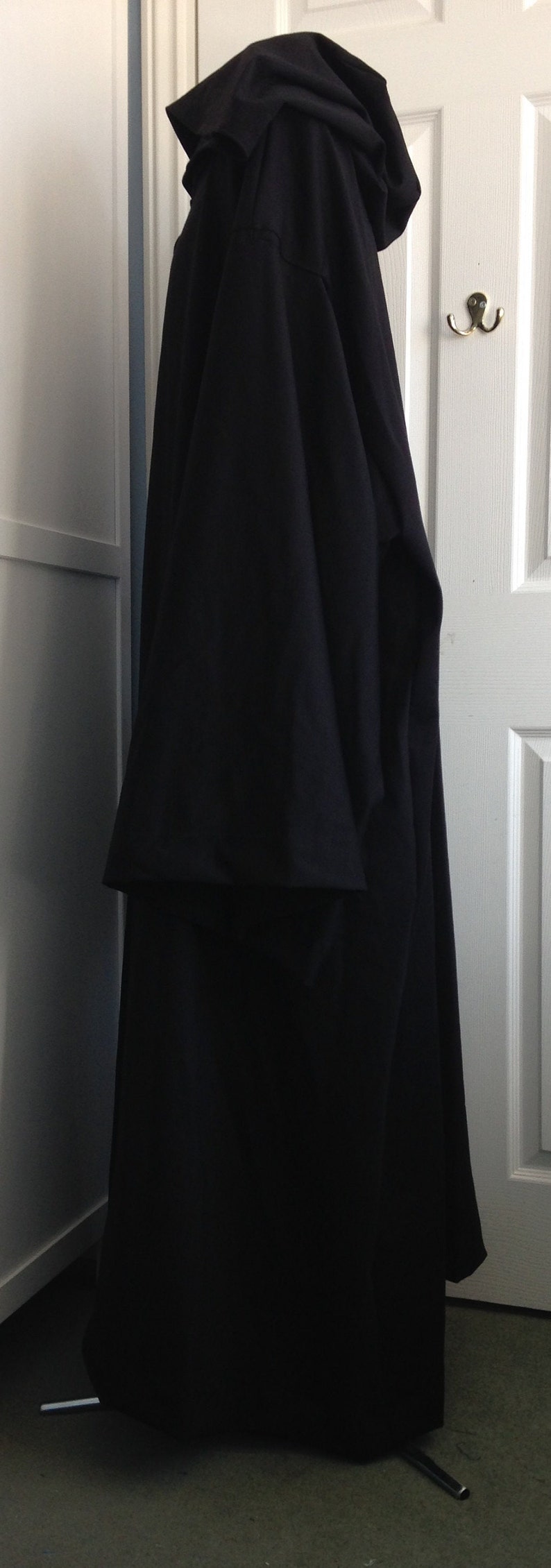 Black or Brown or Red Linen Look Cloak Cape Robe With Hood and Sleeves ...