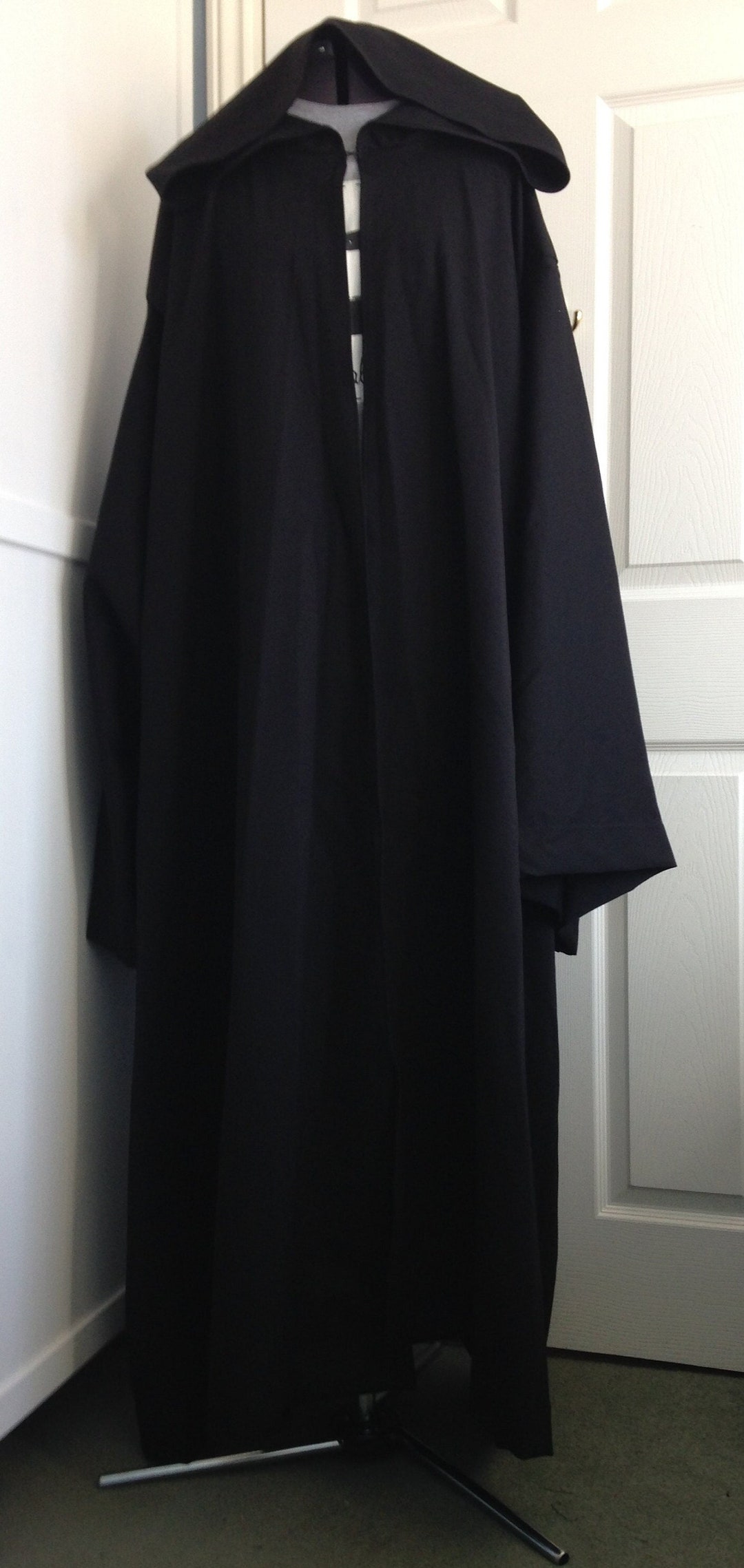 Black or Brown or Red Linen Look Cloak Cape Robe With Hood and Sleeves ...