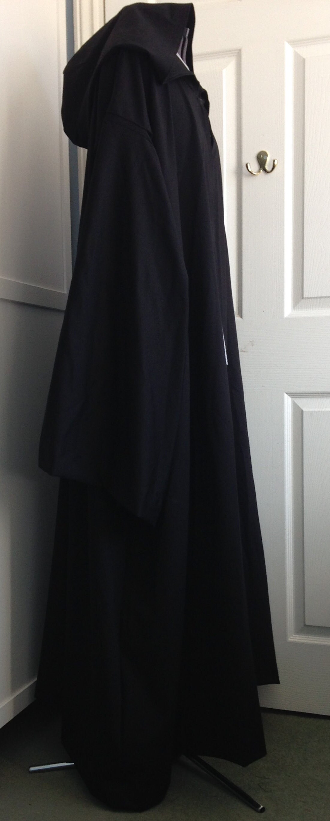 Black or Brown or Red Linen Look Cloak Cape Robe With Hood and Sleeves ...