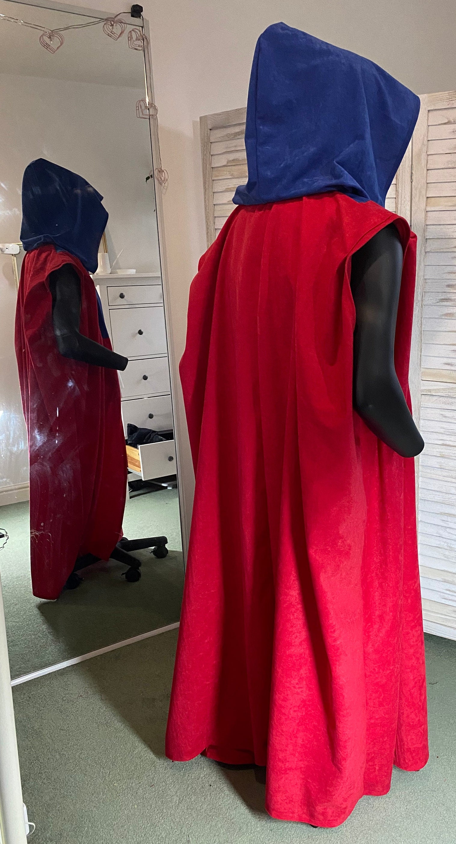 Sleeveless Cloak Robe With Hood in Suedette Fabric Different Color ...