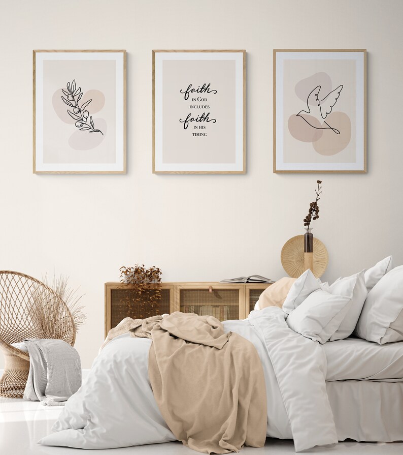 Psalm 27:14 Faith Line Art | Modern Minimalist Christian Wall Art ...