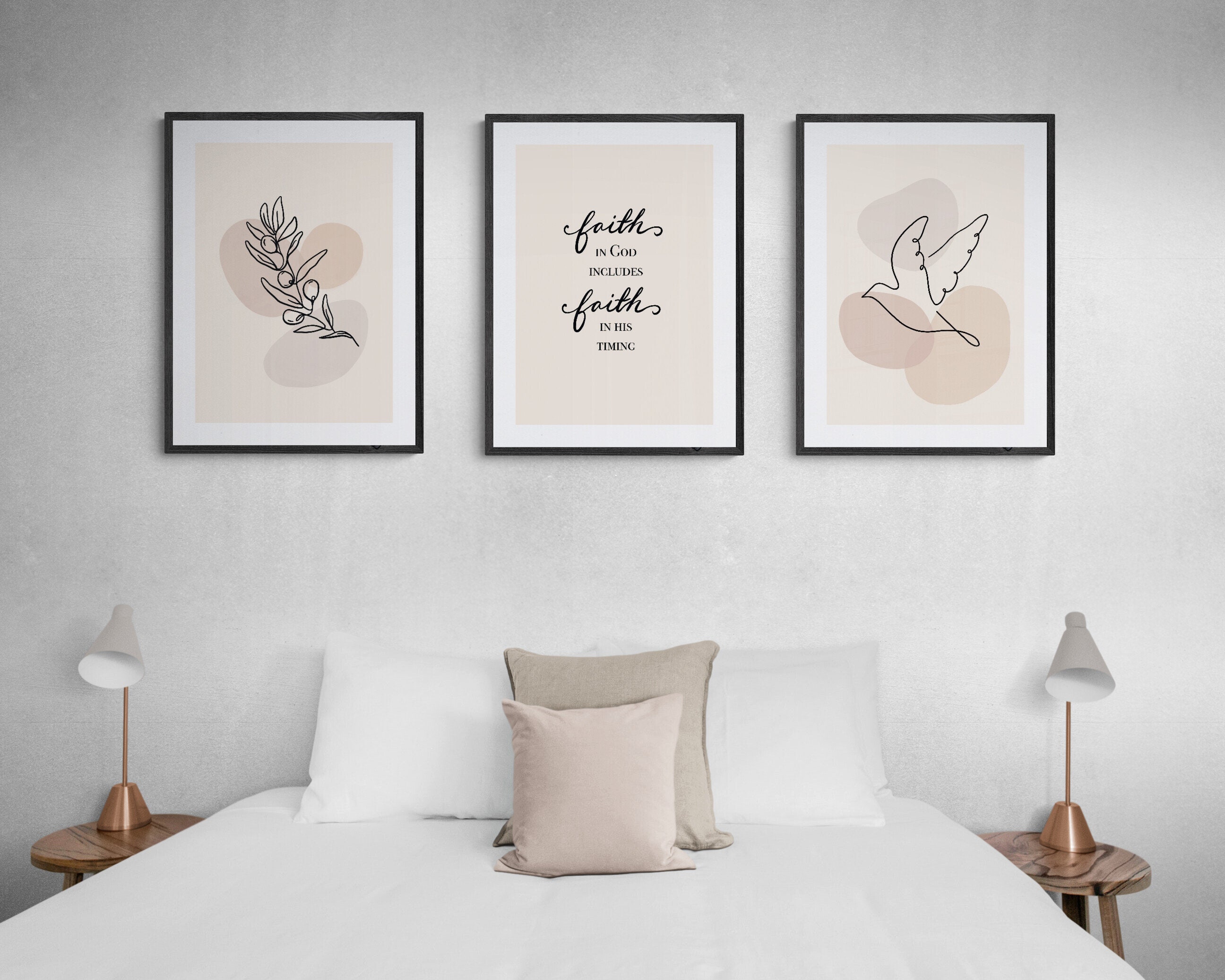 Psalm 27:14 Faith Line Art | Modern Minimalist Christian Wall Art ...