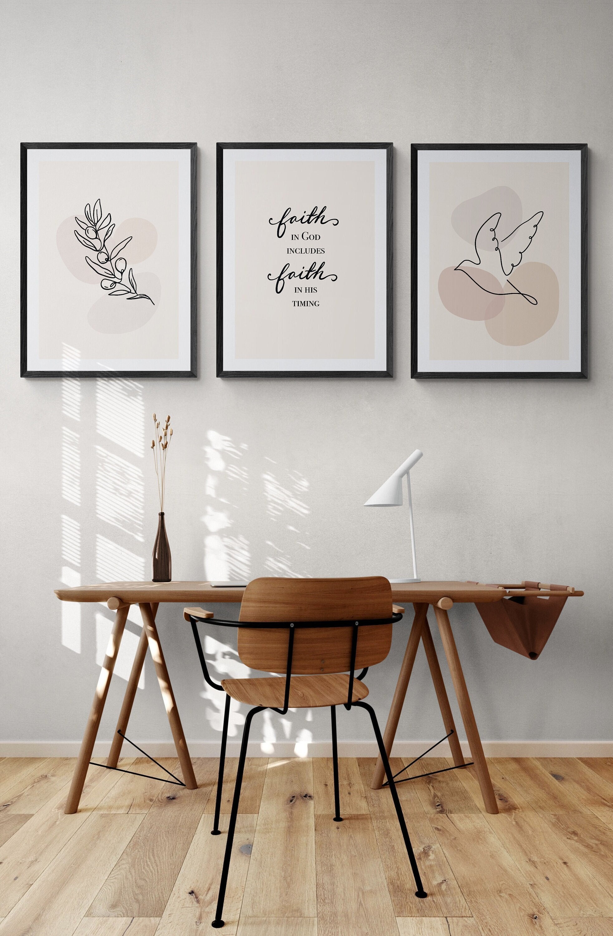 Psalm 27:14 Faith Line Art | Modern Minimalist Christian Wall Art ...